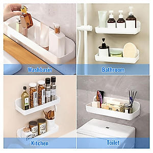 Diesisa 2pc Acrylic Wall Mounted Shower Caddy, Adhesive Shelf, Bathroom Shelves for Wall, No Drilling Hang Walls,Stick on Shelf, with Self Adhesive Tape, for Bathroom, Kitchen, Living Room