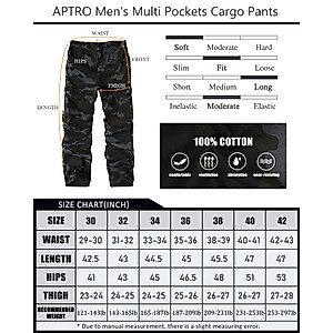 APTRO Men's Cargo Pants Camo Casual Work Military Tactical Pants Black Camo 34