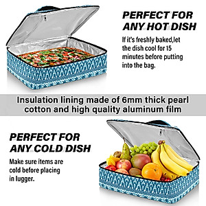 NFMILI Casserole Carrier for Hot and Cold Tribal Whale Turtle Print, Insulated Food Delivery Bag Reusable Warmer Carrier Bag with Inner Pocket Aesthetic Print 15.75×11.81×3.94 inch
