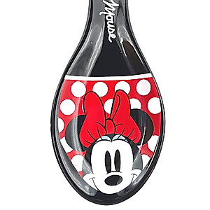 Jerry Leigh Classic Minnie Mouse Face with Polka Dots Ceramic Spoon Rest, Collectible Disney Themed Kitchen Decor Accessories, Fun Utensil Holders for Cooking and Baking, Black, White, Red, 9 inches
