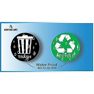 Ashtag Art Organize Trash and Recycling bin by Using Our Durable Trash Recycle Stickers .Each Measuring 5x5 inch Radius Designed to Simplify Your Garbage bin