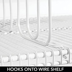 mDesign Versatile Metal Wire Closet Shelf Divider and Separator with Top Shelf for Storage and Organization in Bedroom, Bathroom, Kitchen and Office Shelves - Easy Install, 2 Pack - White