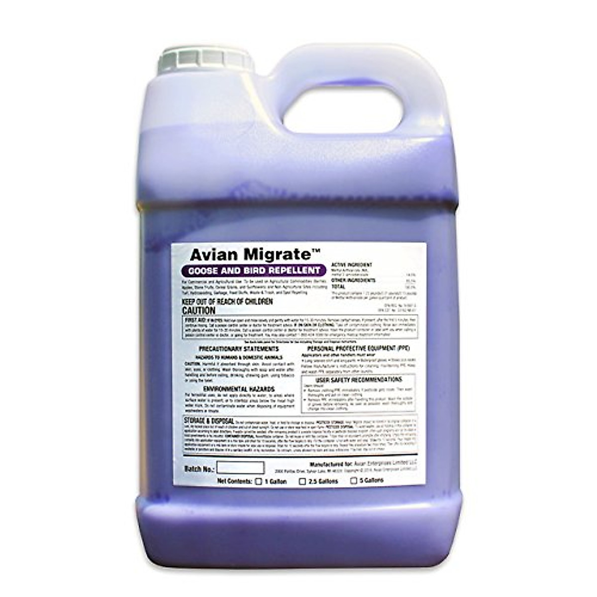 Avian Migrate Goose Deterrent, Bird Repellent Concentrate, Geese Repellent, Non-Toxic, Made in The USA, Removes Geese from Beaches, Yards, Ponds, Parks and Ground (2.5 Gallon)