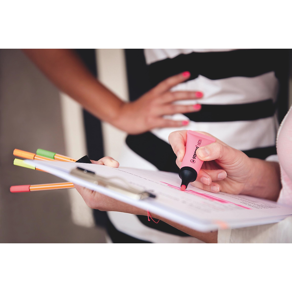 Highlighter - STABILO NEON - Pack of 4 - Yellow, Green, Pink, Orange