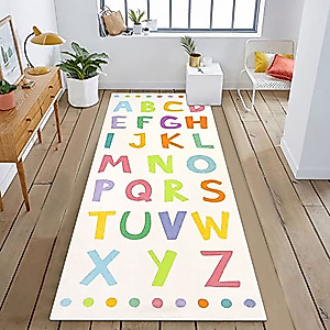 Topotdor Alphabet Kids Rug,Colorful Educational ABC Nursery Rug Ultra Soft Washable Rainbow Rugs for Bedroom Playroom Classroom,28"x70"
