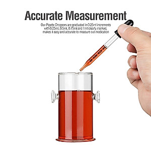 1ml Glass Pipette Dropper Graduated Eye Dropper for Liquid Medicine Essential Oil Laboratory, 20 Pack