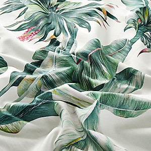 Get Bed Ready Fresh Palm Leaf Foliage Tropical Chic Plants Modern Botanical Nature Palma Bedding Verdant Greens Cotton Duvet Cover Set Boho Vibe Exotic Paradise Island Flower Tree (King, Rainforest)