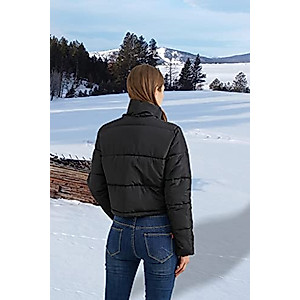 Hujoin Copped Puffer Jacket Women Crop Short Black Jacket Fashion Jackets for Women Short