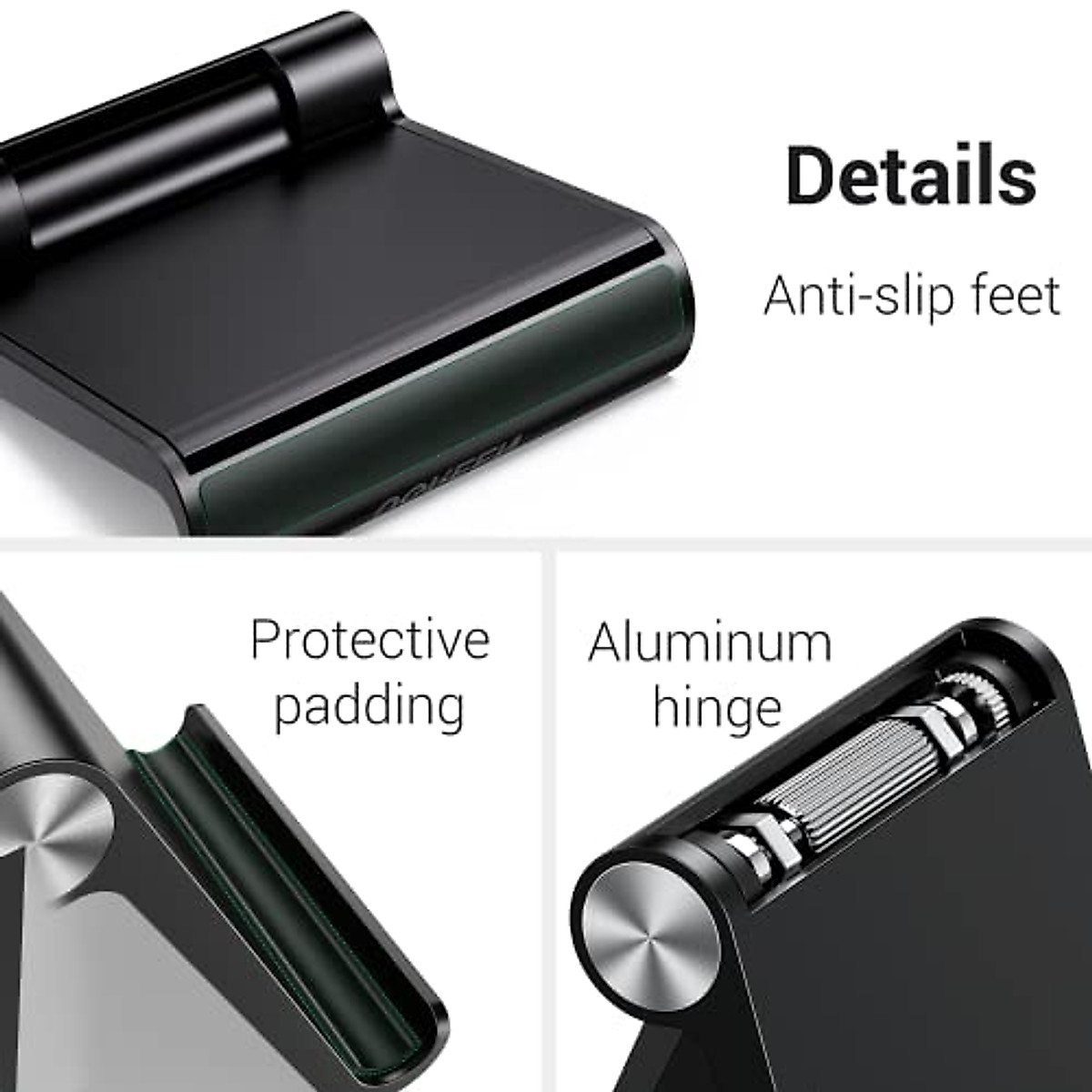 UGREEN 2 Pack Cell Phone Stand Desk Accessories Adjustable Foldable iPhone Stand Holder Desktop Compatible with iPhone 14 Pro Max 14 Plus 13 12 Pro 11 SE Galaxy S23 Ultra Black White