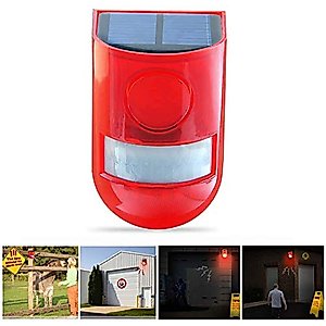 Solar Strobe Light, RISOON Solar Alarm Light with Motion Detector 129db 24 Hours Mode + Night Mode Sound Security Siren Light IP65 Waterproof, Protect Your Home, Farm, Barn, Villa,Yard