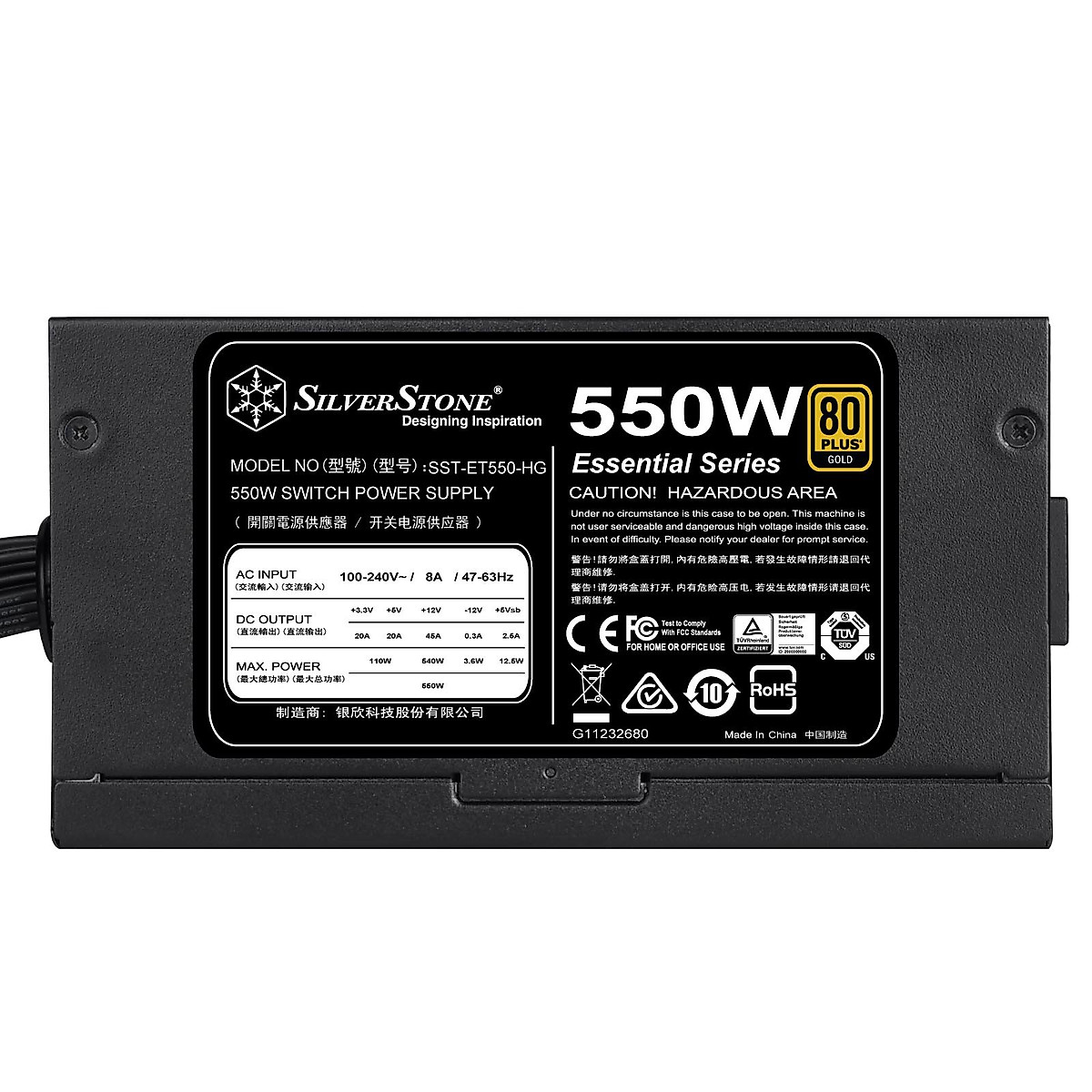 SilverStone Technology 550 Watt Semi-Modular 80 Plus Gold Computer Power Supply PSU, SST-ET550-HG