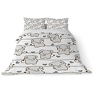 Duvet Cover Sets California King -Cartoon Cute Elephant-Bedding Comforter Set Breathable SetsSoft Microfiber 3 Pcs