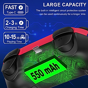 FLIEEP Switch Controller - Wireless Switch Pro Controller for Switch/Switch Lite/Switch OLED with 3 Levels Turbo Function, 4 Levels Adjustable Vibration, Six-Axis Motion Control, One-Key Wake up