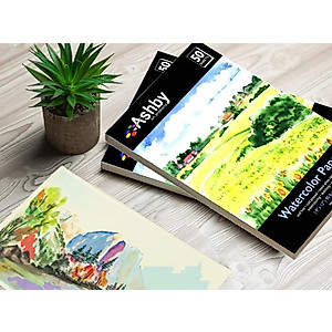 100 Sheets of Practice Watercolor Paper (9" x 12") - 190 GSM, Acid-Free and Cold Pressed.. Perfect for Painting, Sketching or Drawing. Wet, Dry and Mixed Media. Bulk Pack