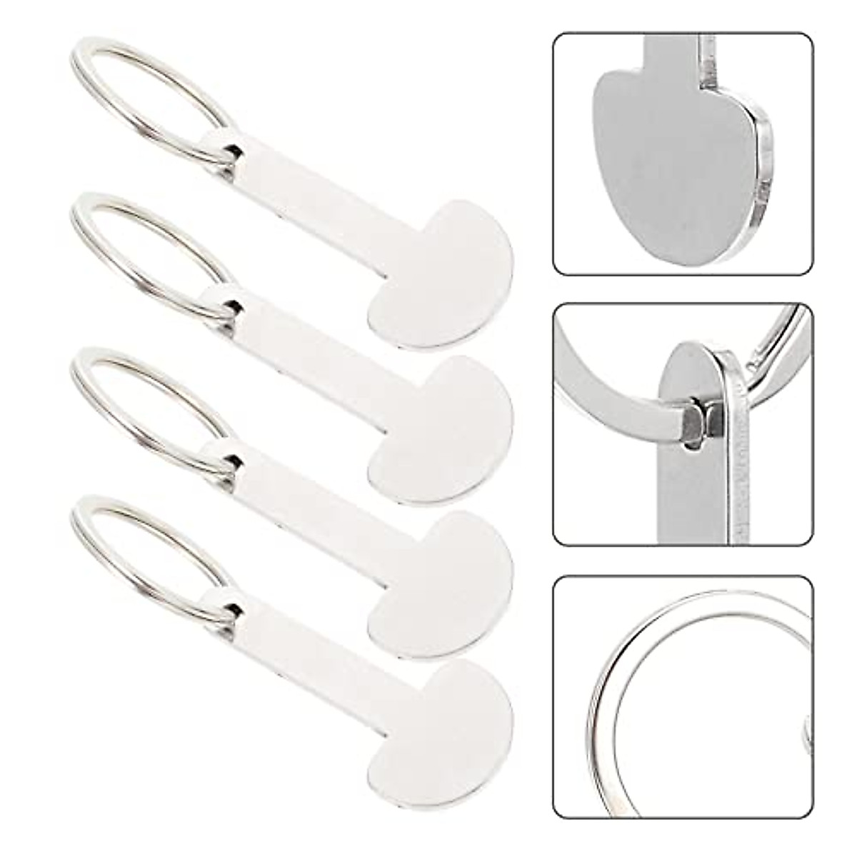 Tofficu 4pcs Trolley Tokens Key Ring Shopping Trolley Tokens Keychain Release Token Coin Keyring Small Aldi Quarter Holder Keychain for Grocery Shopping Cart