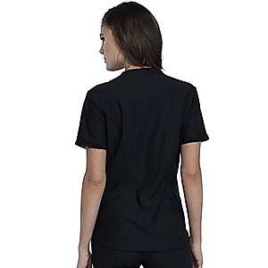 Form Scrubs for Women, Stretchy V-Neck Knit Scrub Top CK840, S, Black