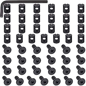 Mardatt M6 x 15mm 50PCS Black Zinc Plated Hex Socket Cap Bolts and Barrel Nuts Cross Dowel Replacement for Beds Chair Table Desk Furniture