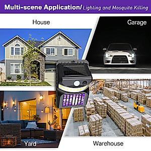 4 Packs Bug Zapper Outdoor 3 in 1 Mosquito Zapper Black Solar Bug Zapper Electric LED Light Mosquito Killer Lamp with Motion Sensor for Outdoor Backyard Patio Camping