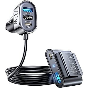 USB C Car Charger, 78W JOYROOM Fast Car Charger 5 Multi Port Cigarette Lighter USB Adapter, PD3.0&PPS Double Type C Adapter, QC3.0 Car Cell Phone Charger Fast Charge for iPhone 14/13 Samsung Android