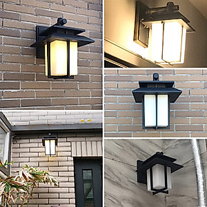 Quality wall lamps LED Outdoor Wall Light, Black with Transparent Water Glass, Photocell Sensor, 580 Lumens, Dusk to Dawn Light Sensor, Anti-Rust, Garden, Courtyard, Home, Decorative Lights, Residenti