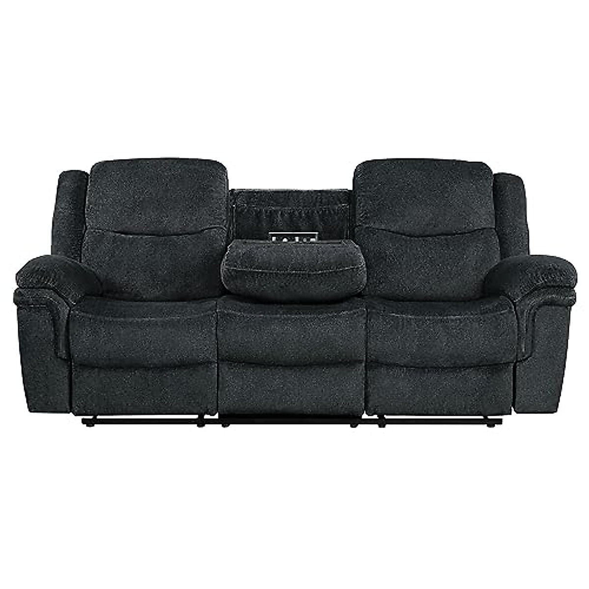 YUNLife&Home Manual Wall Hugger Chair with Cup Holder,2 USB Ports&Power Sockets,Double Reclining Sectional Sofa 3-Seat Couch for Living Room Apartment Office RV Theater Furniture Set, Dark Blue 83.8"w