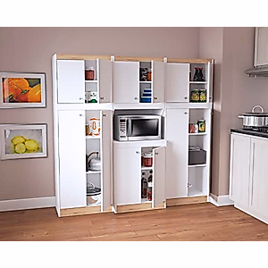 Inval Galley 3-Piece Kitchen Storage System, White and Vienes Oak