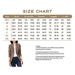ebossy Women's Notch Lapel 2 Button Boyfriend Blazer Suit Houndstooth Plaid Jacket Coat (Medium, X-Brown)