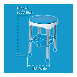 Carex Easy Swivel Bath Stool and Bathtub Stool - Shower Stool, Adjustable Rotating Bath Seat and Shower Chair for Elderly with Storage Tray, Shower Stools For Seniors