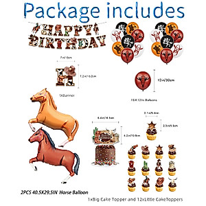 HXJFGDM Cowboy Party Decorations - Cowboy Birthday Party Decorations,western themed party decorations Include Happy Birthday Banner 40IN Horse Foil Balloons for Western Party (Cowboy Birthday)