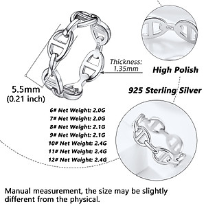 Silver Chain Rings for Women Plain Silver Mariner Link Chain Rings Size 7 for Women Stacked