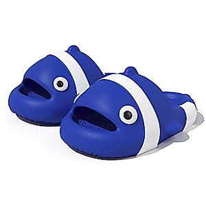 Jerzmy Cute Clown Fish Cloud Slides for Kids Toddler, Novelty Funny Animals Boys Girls House Slippers Non-Slip Soft Beach Sandals Shoes for Indoor Outdoor Shower Pool, Blue Size 1