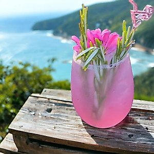 36 piece Stemless Unbreakable Crystal Clear Plastic Wine Glasses Set of 36 (12 Ounces - Pink)