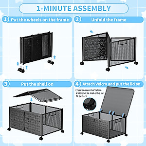 PHINOX Toy Box Storage, Toy Chest Toy Organizers and Storage Bins, Large Toy Box for Boys Girls, 70L Toy Storage Organizer with Wheels, Collapsible Metal Kids Toy Storage for Nursery, Playroom-2PACK