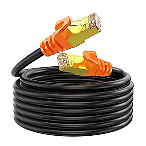 NC XQIN Cat 7 Outdoor Ethernet Cable 200 ft, CAT 7 Heavy Duty Double Shielded Ethernet Patch Cable Waterproof Ethernet Cable for Ethernet Switch, IP Camera, POE and More Direct Burial Ethernet Cable