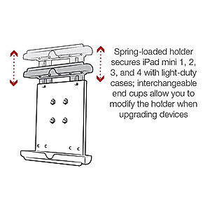 RAM Mounts Tab-Tite Universal Spring Loaded Holder for 8" Tablets with Case RAM-HOL-TAB12U Compatible with RAM B 1" and C 1.5" Size Round Ball Bases