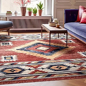 Well Woven Tulsa Lea Crimson Traditional Southwestern Tribal 5'3" x 7'3" Area Rug