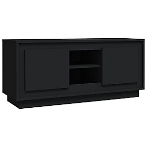 GaRcan TV Cabinet Media Furniture Sideboard Entertainment Centre TV Console Media Unit HiFi Cabinet Concrete Grey 102x35x45 cm Engineered Wood (Black)