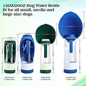 TIOVERY Upgraded Dog Water Bottle, Portable Dog Cat Puppy Pet Water Dispenser Feeder with Drinking Cup and Food Container Leak Proof for Outdoor Walking, Travel, Hiking 12OZ