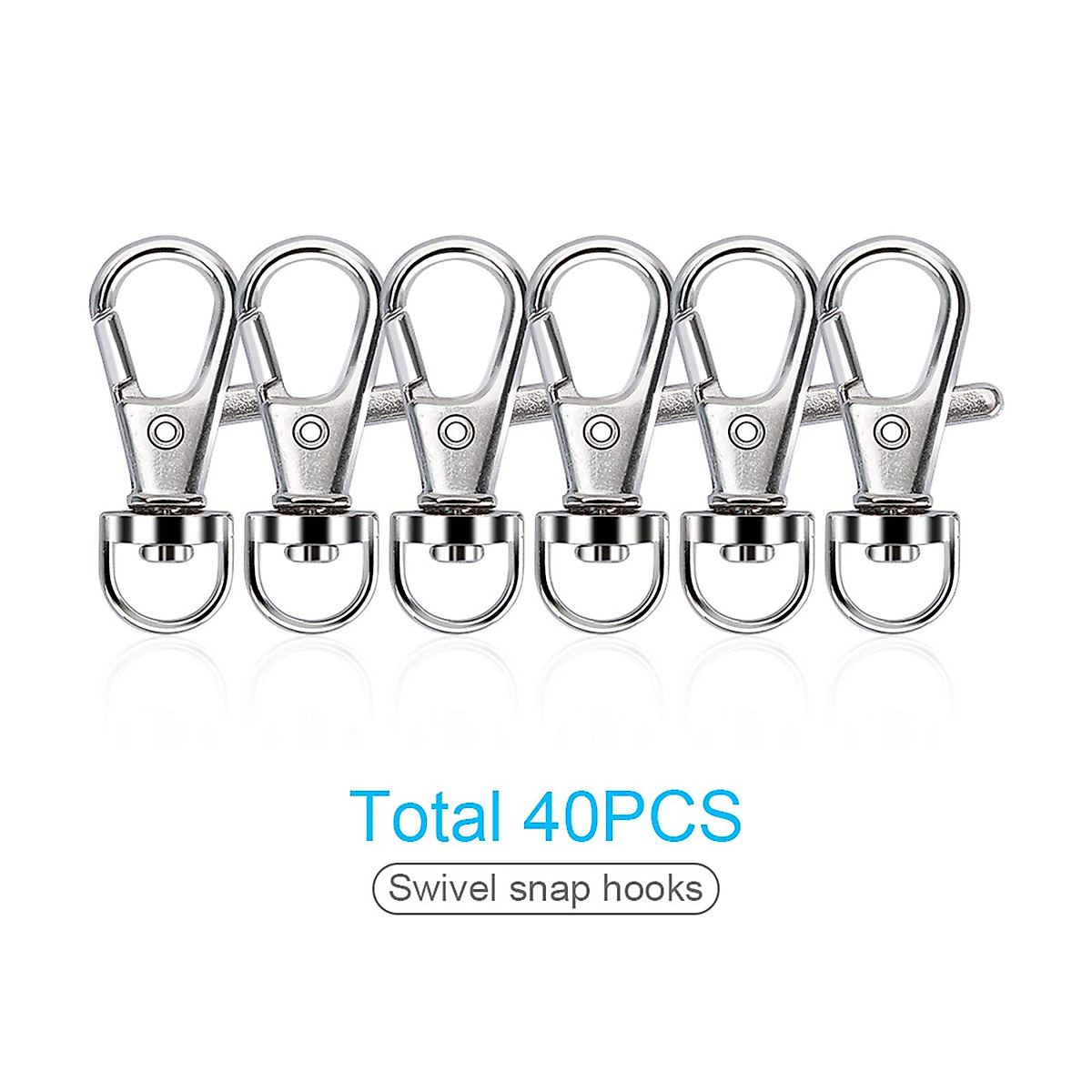 160PCS Swivel Snap Hook with Key Chain Rings Set- 40PCS Swivel Lobster Clasp, 40PCS Key Rings with Chain, 40pcs Jump Rings and 40pcs Screw Eye Pins for Keychain Lanyard, Crafts and Jewelry Making