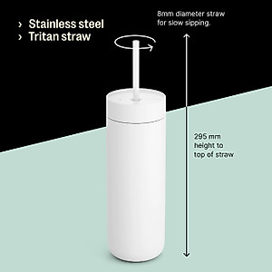 Fellow 20 oz Carter Cold Water Bottle for Water, Iced Tea, Coffee, Smoothies, Iced Coffee & more - Stainless Steel Vacuum-Insulated Iced Coffee tumbler with Spill Resistant lid and straw - Sand Dune