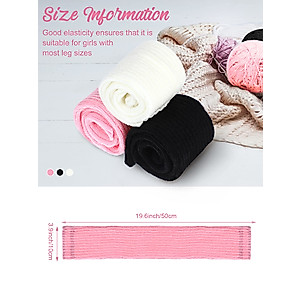 SATINIOR 3 Pairs Women Knit Leg Warmers Knee Ballet Thigh High Leg Warmers Socks (Black, White, Pink)