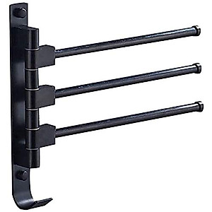 Towel Racks, Towel Rack for Bathroom Towel Shelf Kitchen Bathroom Rotate Towel Rack Aluminum Alloy Three Rod with Hook Wall Mounted Towel Shelf