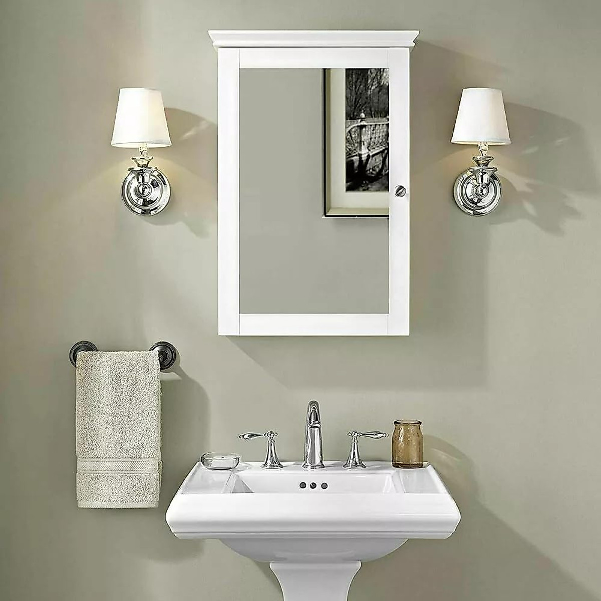 3-Lier Wall Mount Bathroom Cabinet Storage Medicine,toliet Cabinet Kitchen Laundry Cupboard with an Open Door