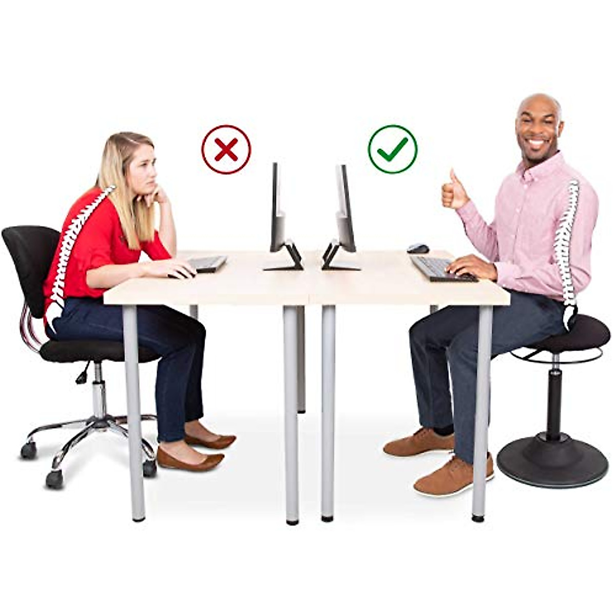 Stand Steady Active Motion Stool | Ergonomic Tilting Desk Chair with 360° Swivel Seat | Height Adjustable Stool for Home, Office, Standing Desks (Black)