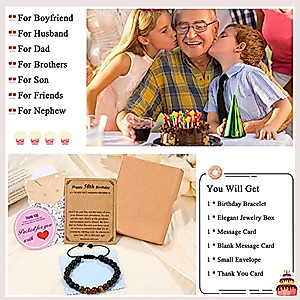 MONOZO 30th Birthday Gifts for Him, 30th Birthday Decorations for Him, 30 Year Old Birthday Gifts for Men, Natural Stone Bracelet Happy Birthday Gifts for 30 Year Old Men Him Dad Boyfriend Son