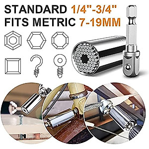 32pcs Flexible Drill Bit Extension Set, Rotatable Joint Socket 1/4 3/8 1/2 Inch Hex Socket Adapter, 105°Right Angle Drill Attachmen, Bendable Drill Bit Extension Screwdriver Kit with a Box (Silvery)
