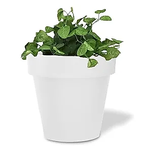 Elly Décor 18-inch Tall Classic Plastic Planter with Drainage Hole, Plant Pot, Lightweight & Durable, Gardening Flower Pot Traditional Plastic Pot 18" x 17", White