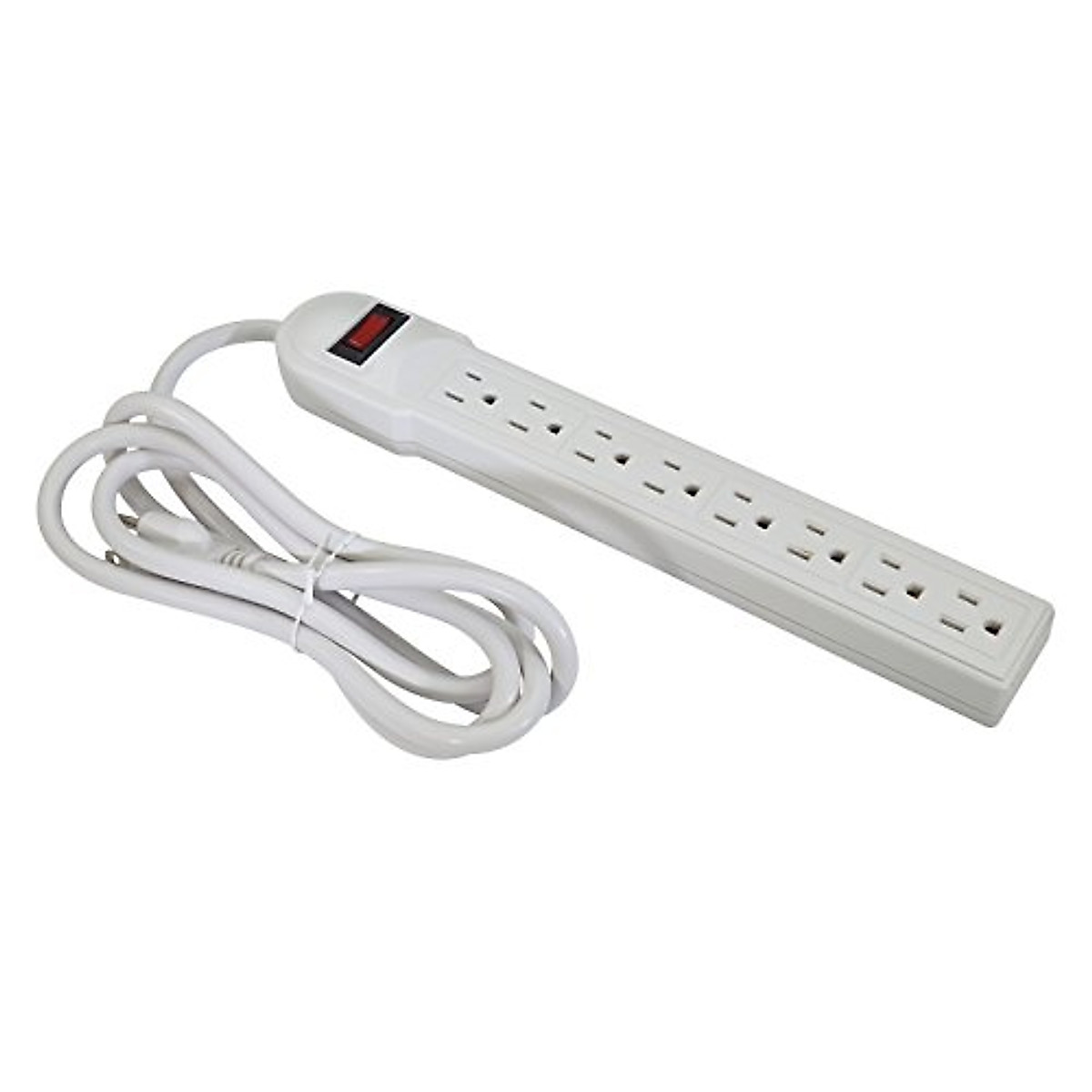 Otimo 6Ft 8-Outlet Surge Protector 15A, 90J -- 6 Foot Power Cord with 8 Outlets on Strip (White)