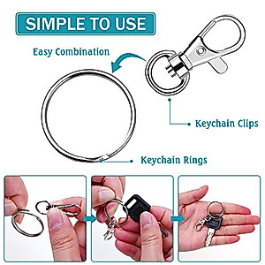 140Pcs Keychain Hooks with Key Rings, Flasoo Keychain Hardware with 70Pcs Swivel Clasps Lanyard Snap Hook and 70Pcs Keychain Rings for DIY Crafts, Resin and Jewelry Making