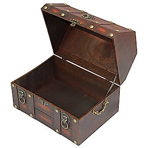 Vintiquewise(TM) Antique Pirate Treasure Chest/Box with Lion Rings